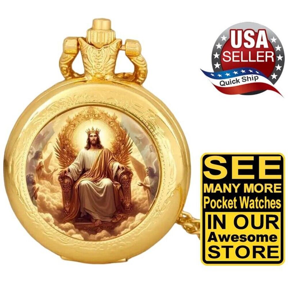 Quartz Pocket Watch With Jesus Christ Seated On His T… - Gem